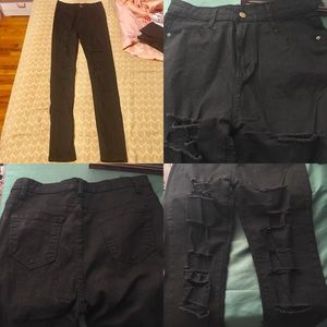 Jeans | Black High Waisted Cut Slit Ripped Skinny Jeans | Poshmark